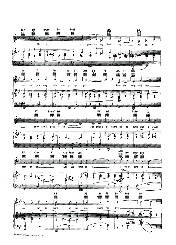 ON THE STREET WHERE YOU LIVE Piano Sheet music | Easy Sheet Music