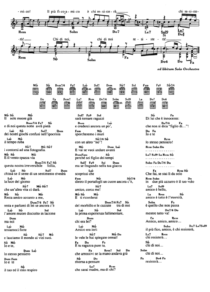 Renato Zero AMICO Sheet music | Easy Sheet Music