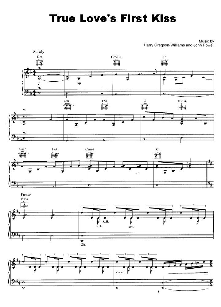 TRUE LOVE'S FIRST KISS Piano Sheet music | Easy Sheet Music